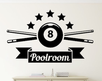 Billiards Wall Decal Pool Table Vinyl Sticker Decoration VWAQ HOL4 - Etsy