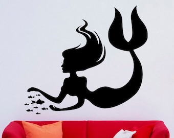 Mermaid Wall Vinyl Decal Beauty Sea Animal Water Nymph Sticker | Etsy