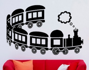 Train Decor Vintage Train Decal Locomotive Wall Art Peel and Stick Wall ...