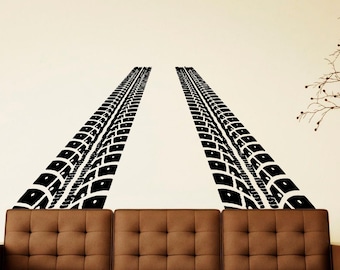 Tire Tracks Wall Vinyl Decal Dirt Road With Traces Stickers Art Murals ...
