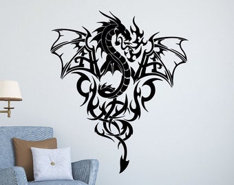 Dragon Wall Decal Space Fire Fantasy 3D Smashed Wall Art Sticker Kids ...