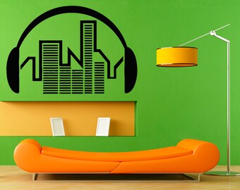 Headphones Wall Decal Music Vinyl Decal Sticker Murals | Etsy