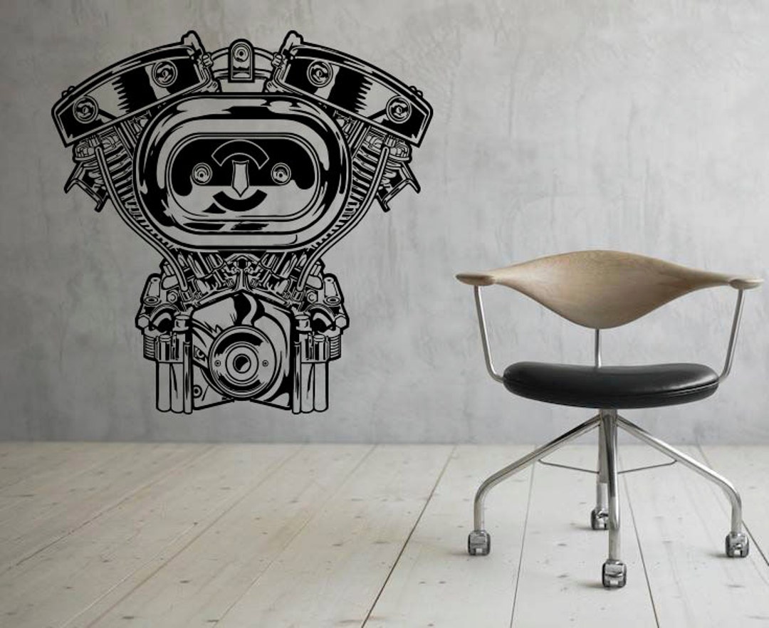 Bike Motor Wall Decal Vinyl Sticker Motorbike Racing Art Murals Garage ...