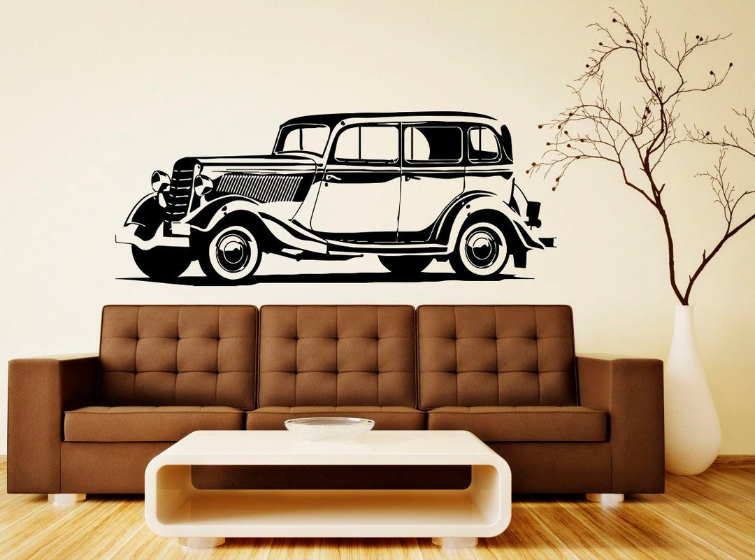 Retro Car Wall Decal Wall Vinyl Sticker Classic Vintage Home Decor ...