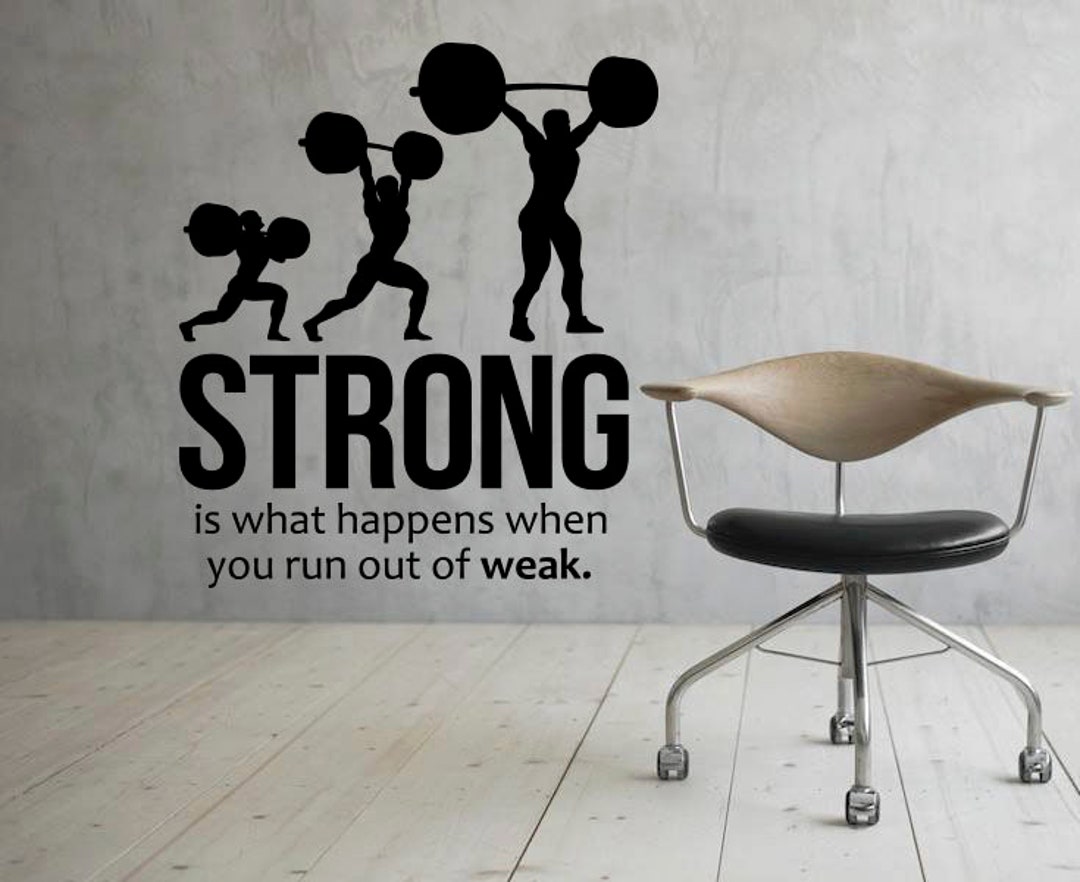 Strong Wall Quotes Vinyl Decal Sticker Murals Fitness Gym Room Interior ...