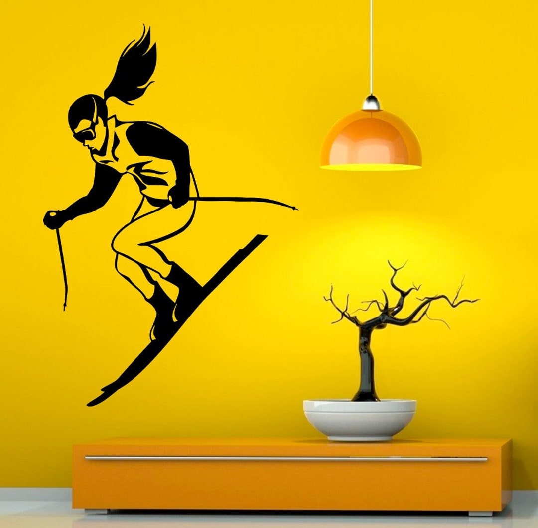 Skiing Ski Wall Vinyl Decal Skier Speed Sticker Extreme Winter Sport ...