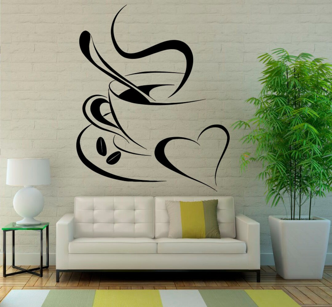 Cup of Coffee Wall Decal Cafe Dining Vinyl Stickers Murals Romantic ...