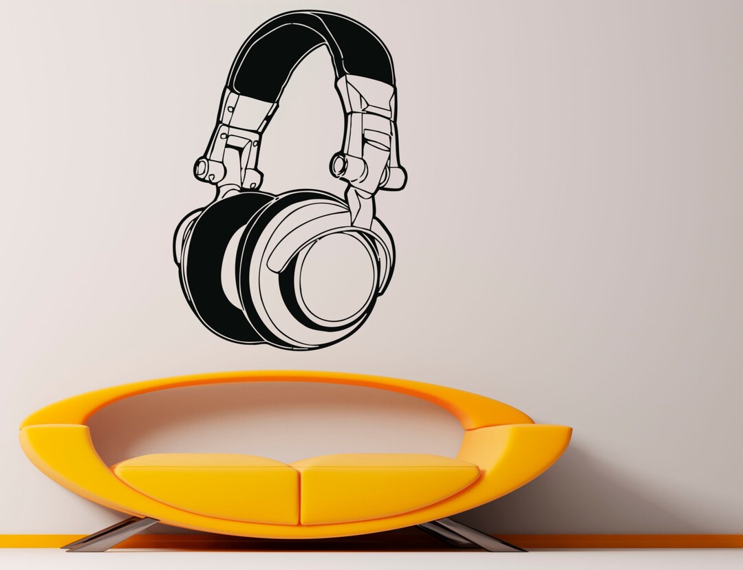 Headphones Wall Decal Music Vinyl Decal Sticker Murals Interior ...