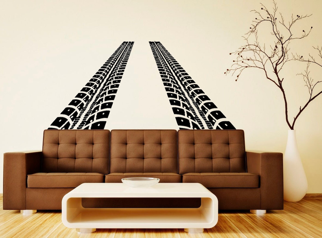 Tire Tracks Wall Vinyl Decal Dirt Road With Traces Stickers Art Murals ...