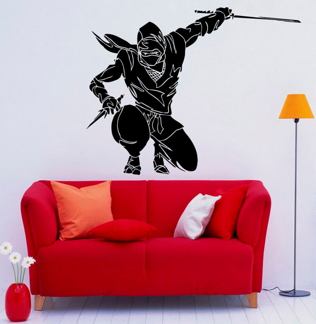 Ninja Wall Decal Vinyl Stickers Fighter Art Interior Bedroom Removable ...