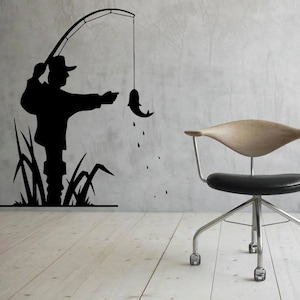 Fishing Wall Decal Vinyl Stickers Fisherman Art Design Interior Fishing ...