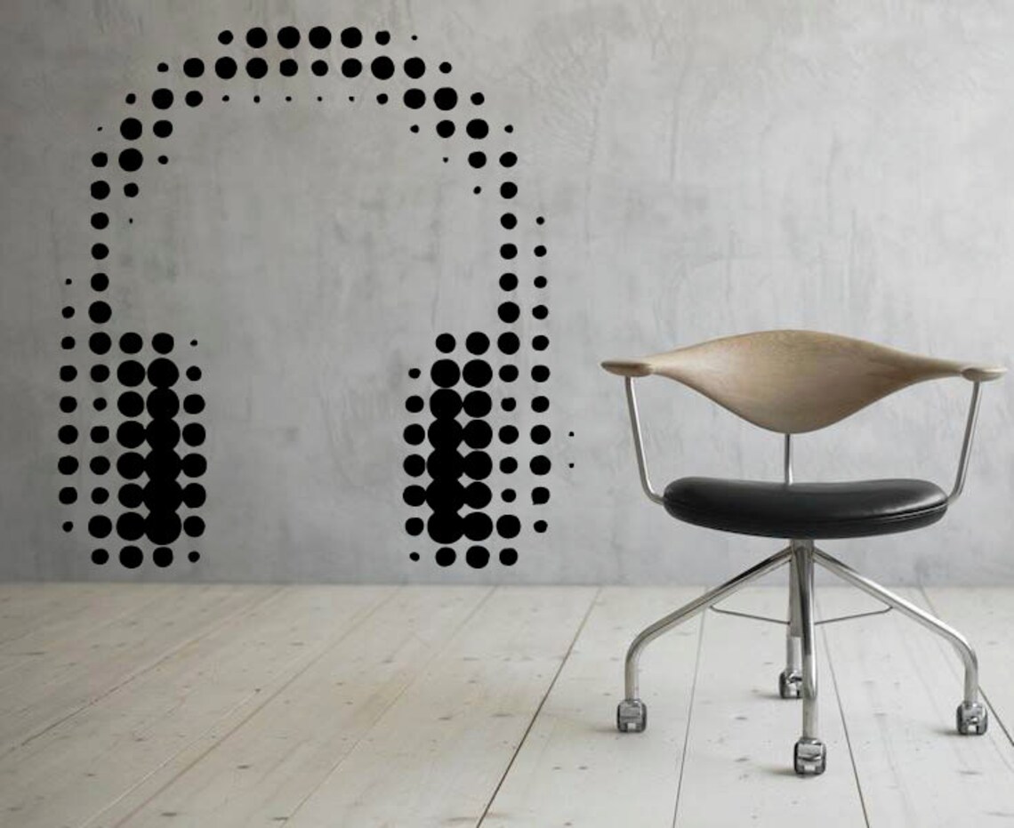 Headphones Wall Decal Music Vinyl Decal Sticker Murals - Etsy