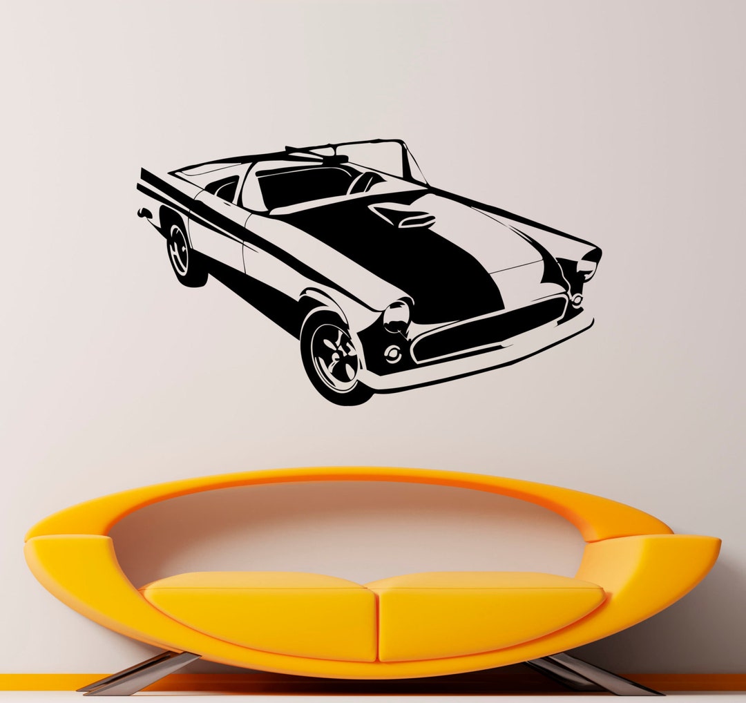 Retro Car Wall Decal Wall Vinyl Sticker Classic Vintage Car Home ...