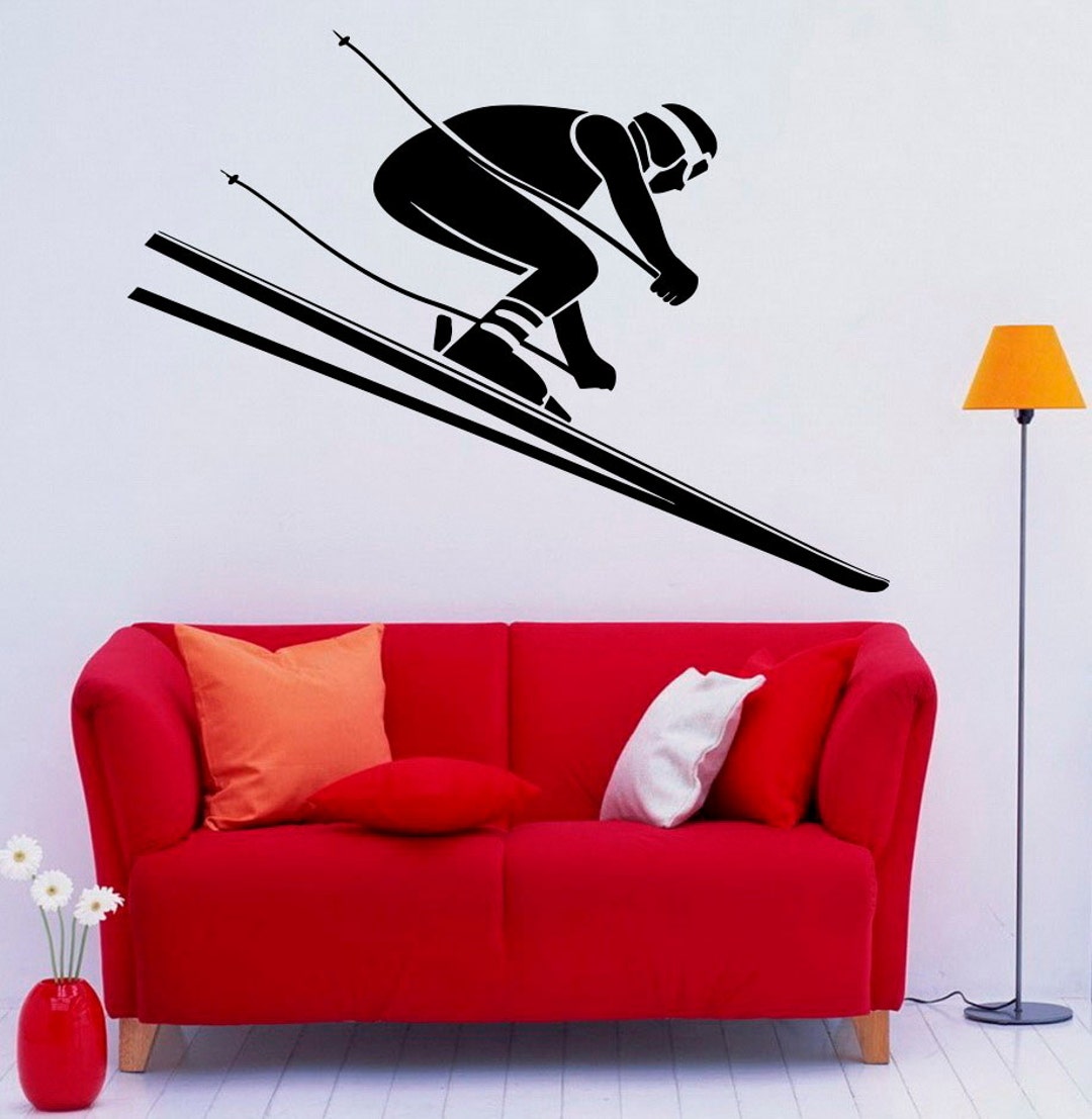 Skiing Ski Wall Vinyl Decal Skier Speed Wall Sticker Extreme Winter ...