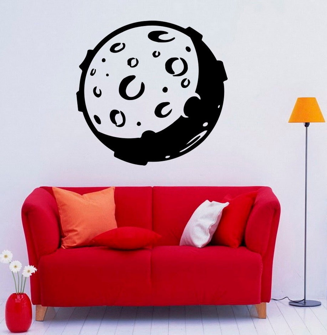 Moon Wall Decal Vinyl Sticker Space Planet Murals Childrens Kids Room ...
