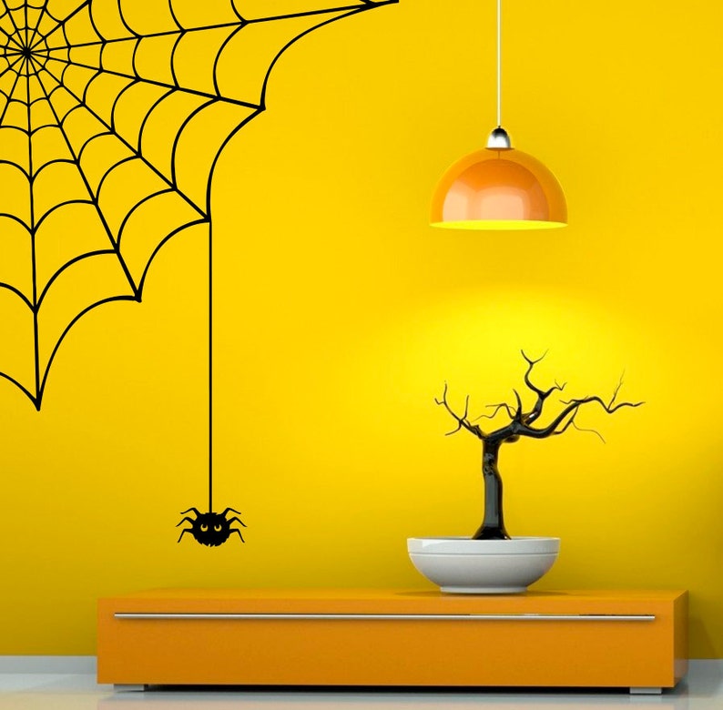 Spider Web Wall Vinyl Decal Cobweb Wall Sticker Art Modern - Etsy