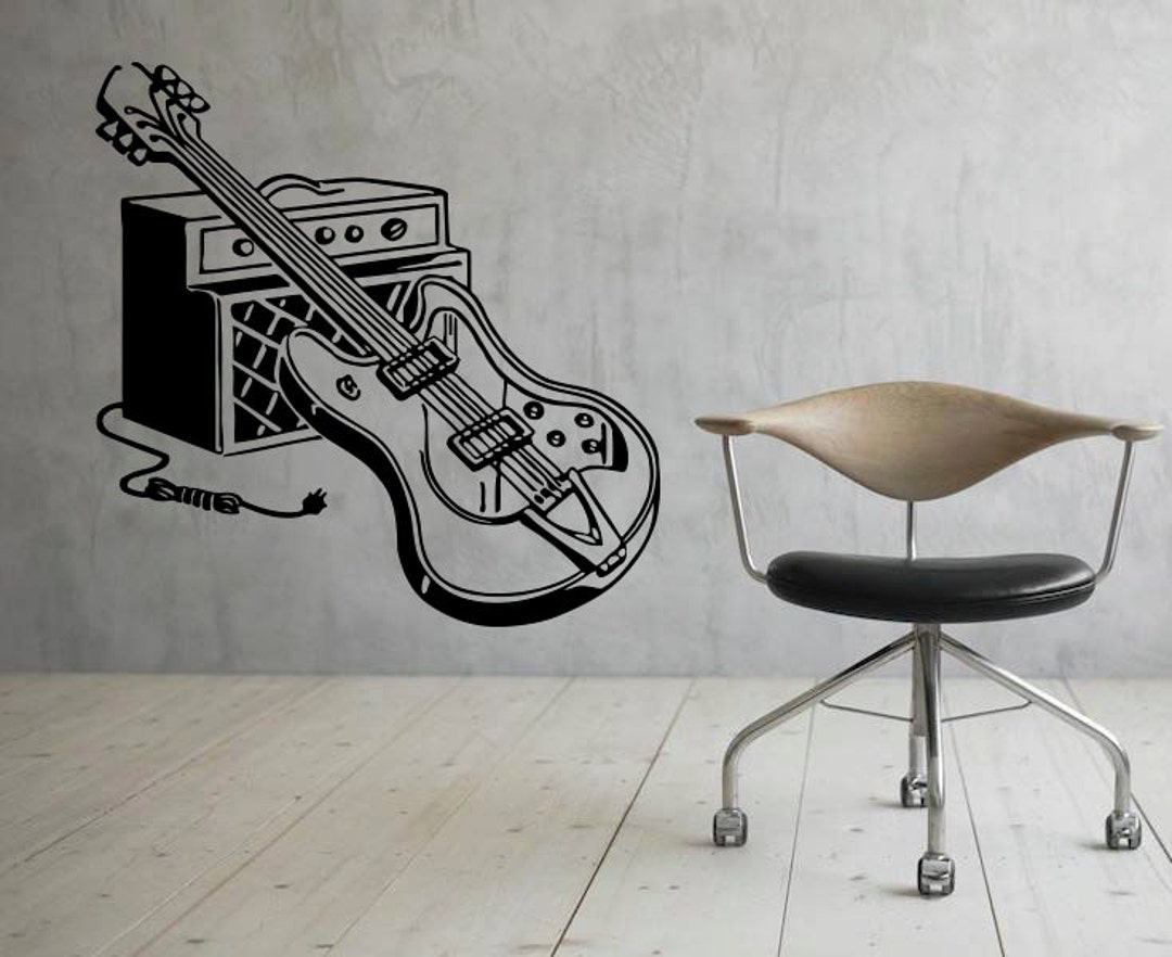 Electro Guitar Wall Decal Wall Vinyl Sticker Musical Instrument Home ...