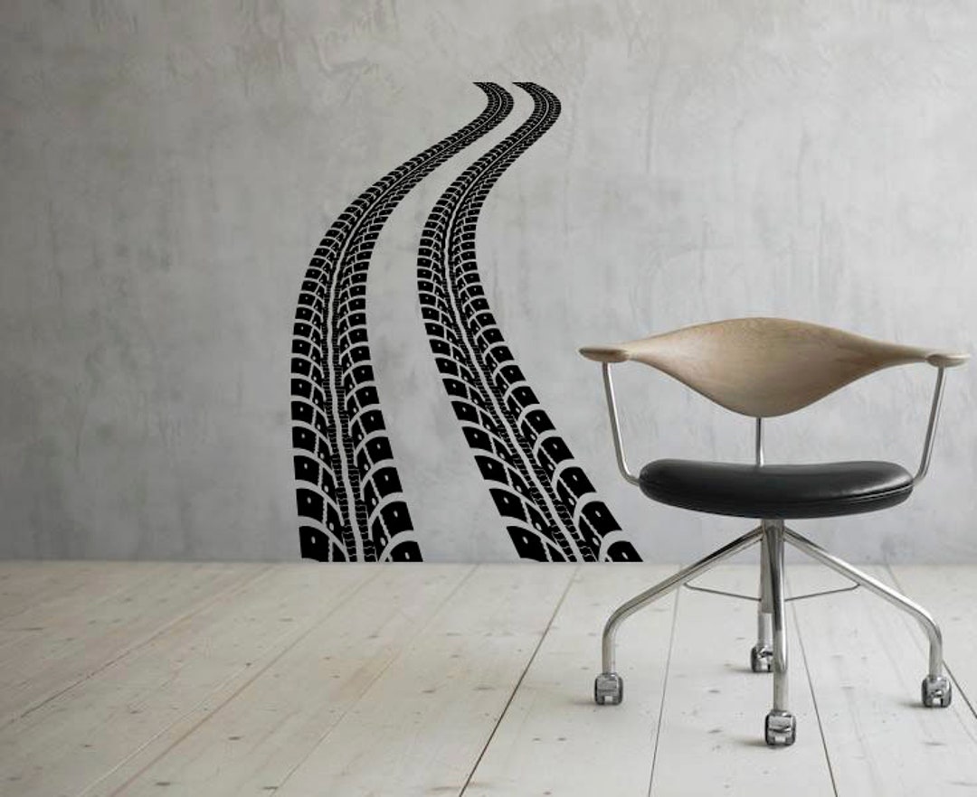 Tire Tracks Wall Vinyl Decal Dirt Road With Traces Stickers Art Murals ...