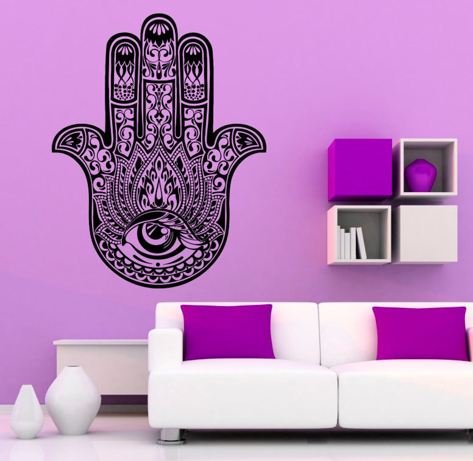 Hamsa Hand Wall Vinyl Decal Sticker Meditates Patterns India - Etsy