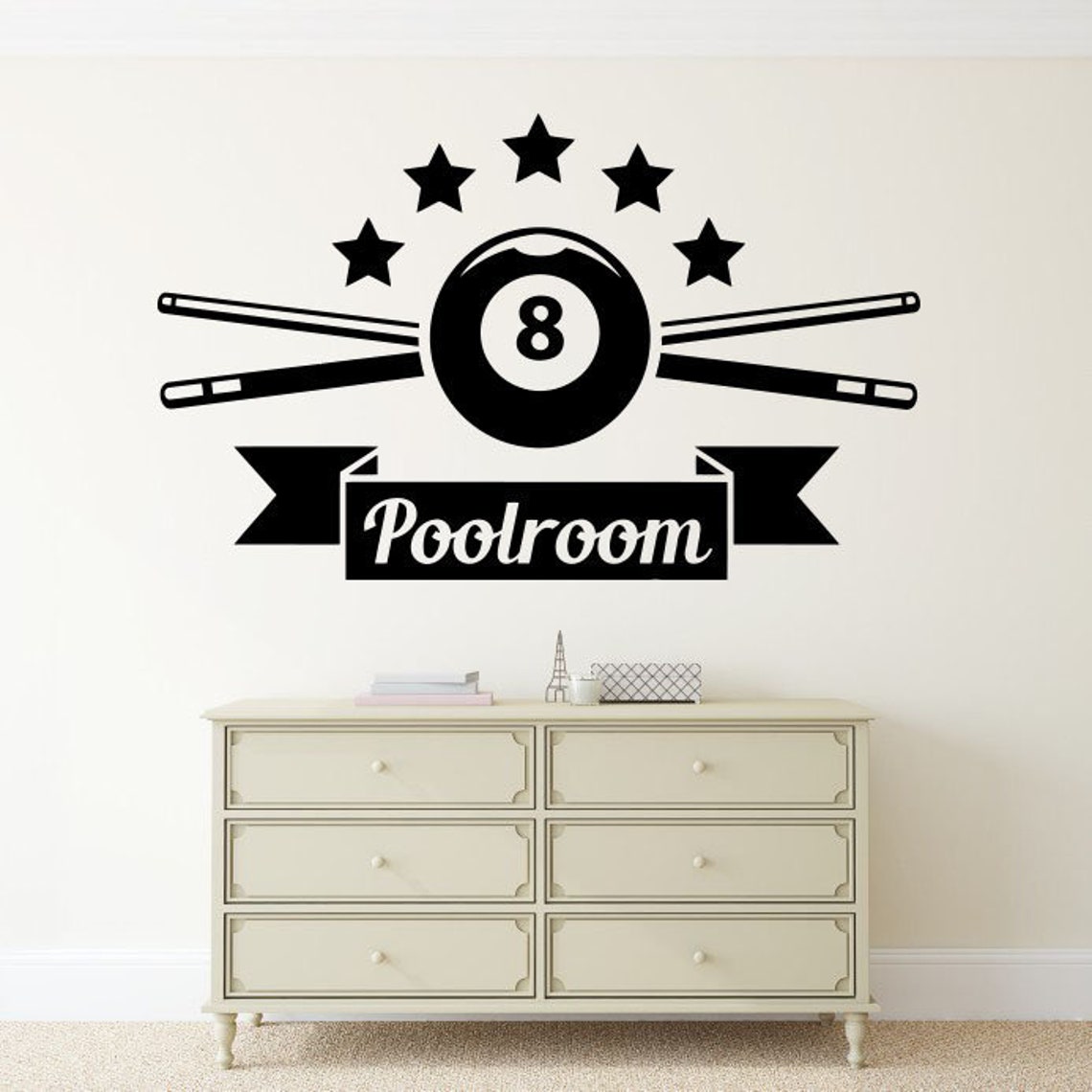 Poolroom Wall Decal Billiards Logo Vinyl Sticker Sport Art | Etsy