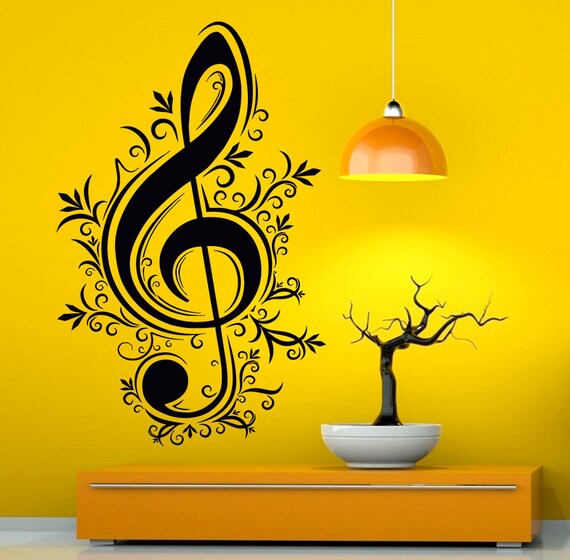 Music Wall Vinyl Decal Treble Clef Notes Sticker Interior Art | Etsy