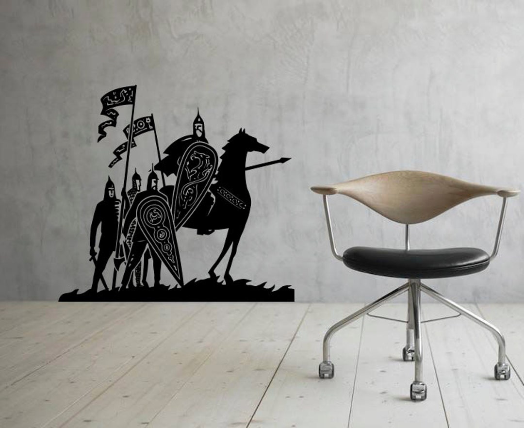 Wall Decal Horseman Vinyl Sticker Knight Medieval Murals Bedroom ...