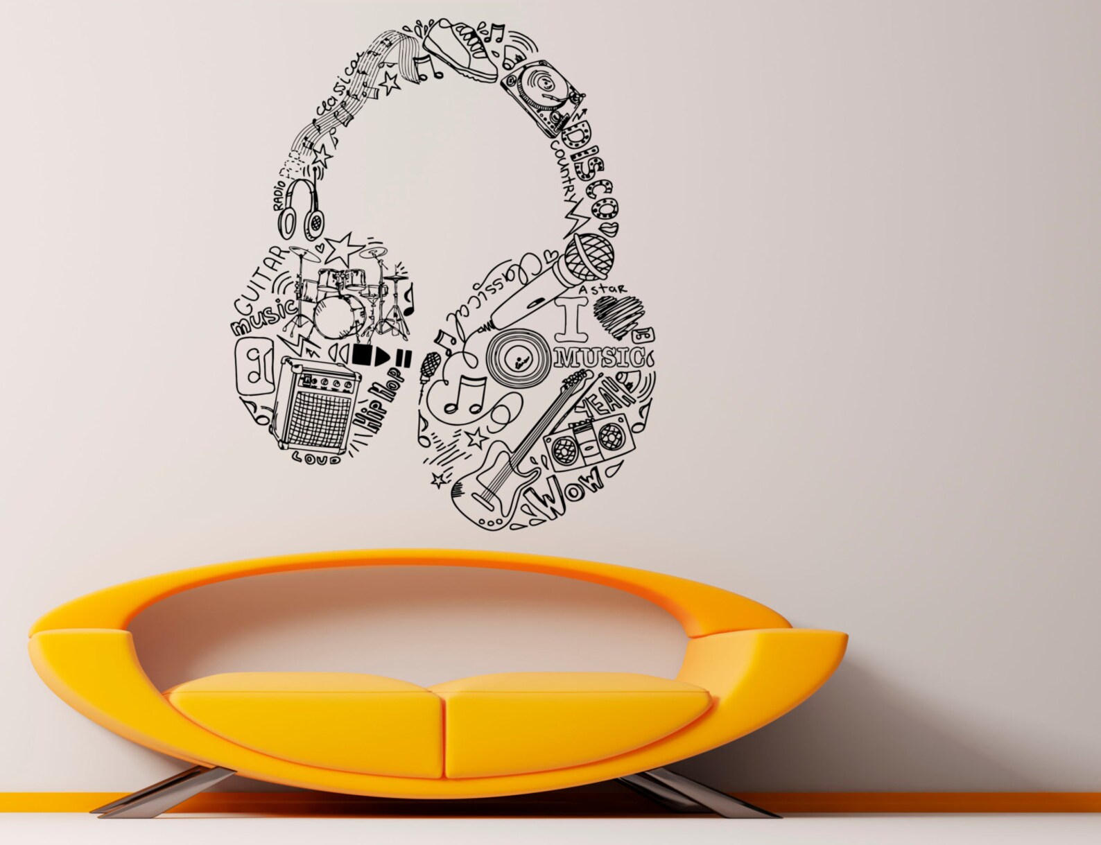 Headphones Wall Decal Music Vinyl Decal Sticker Murals - Etsy