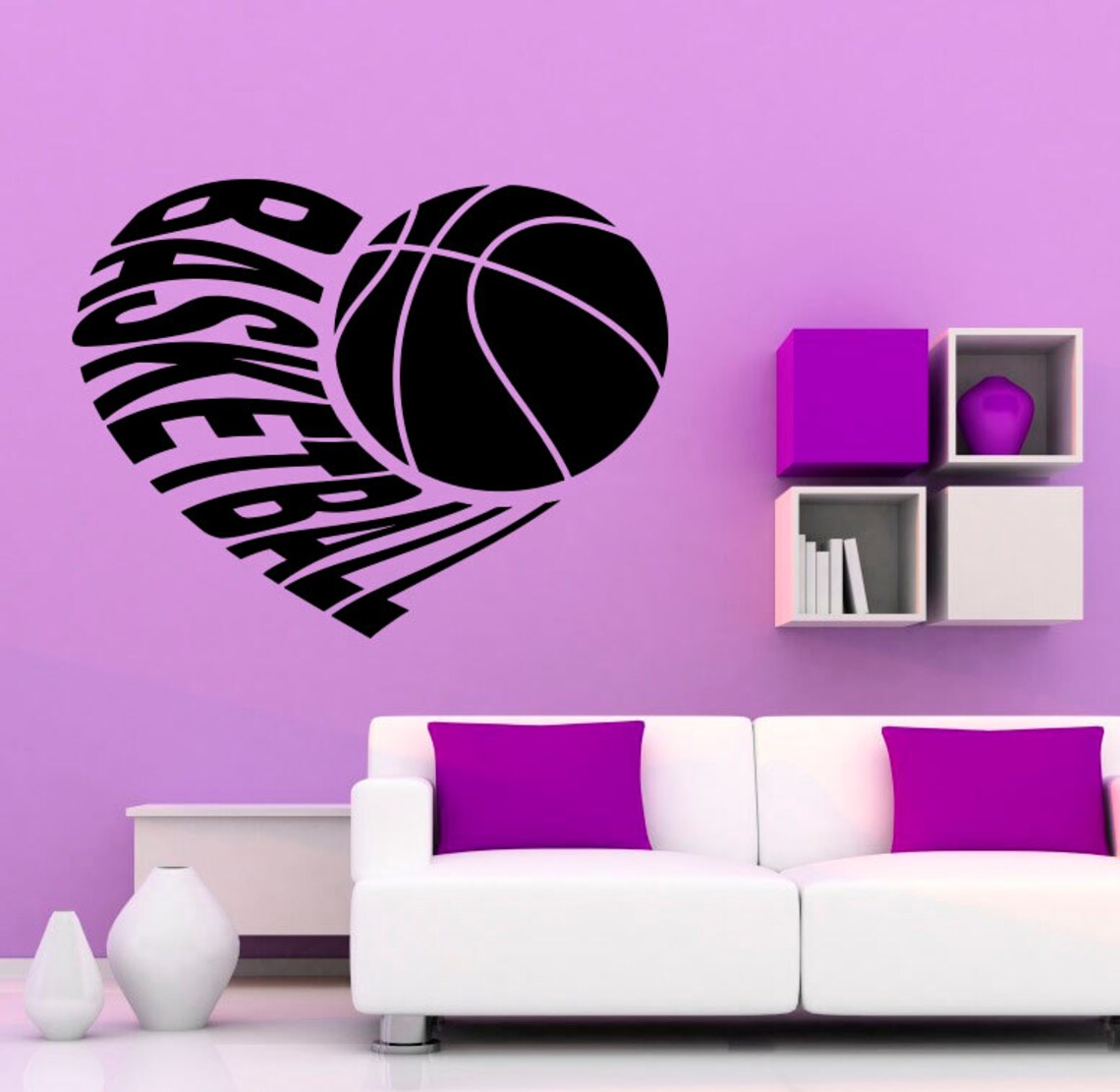 I Love Basketball Wall Vinyl Decal Sport Sticker Interior Art Murals ...