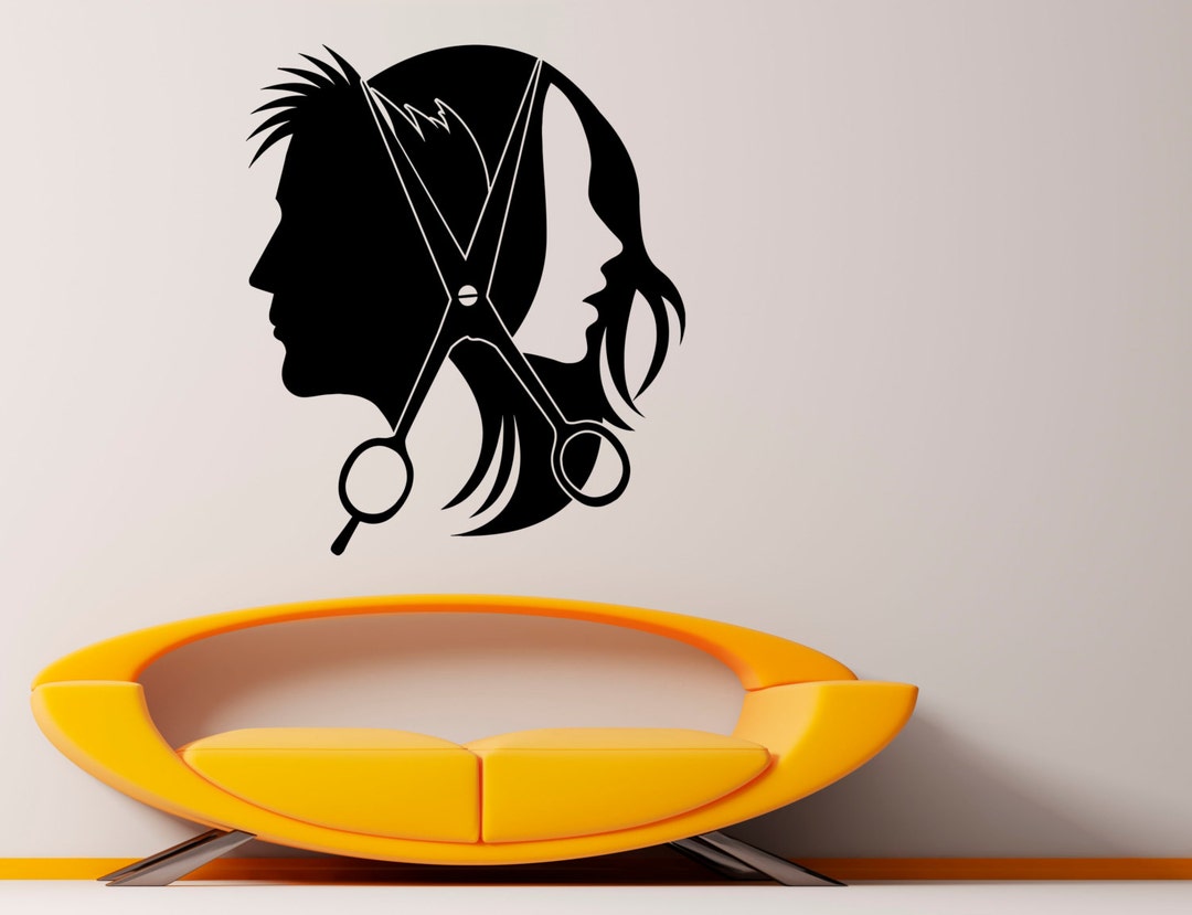 Barber Shop Wall Decal Hairdressing Vinyl Sticker Hair Salon Interior ...