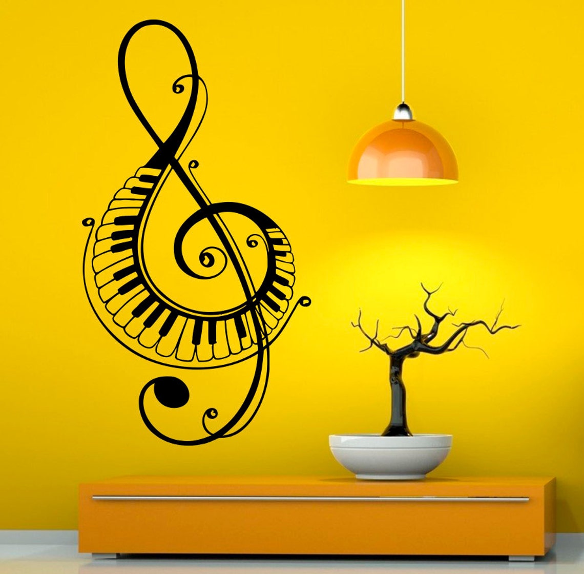 Music Wall Vinyl Decal Treble Clef Notes Sticker Interior Art - Etsy