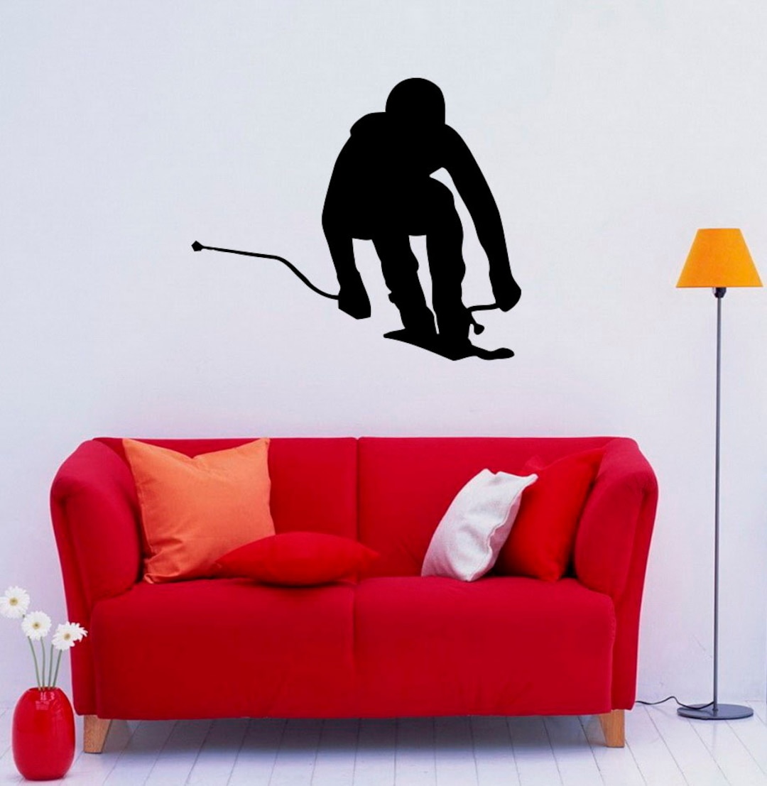 Skiing Ski Wall Vinyl Decal Skier Speed Wall Sticker Extreme Winter ...
