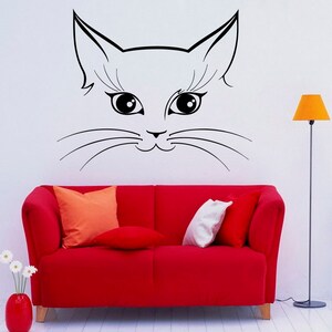 Cat Wall Decal Vinyl Sticker Funny Cat Animal Murals Childrens Kids ...