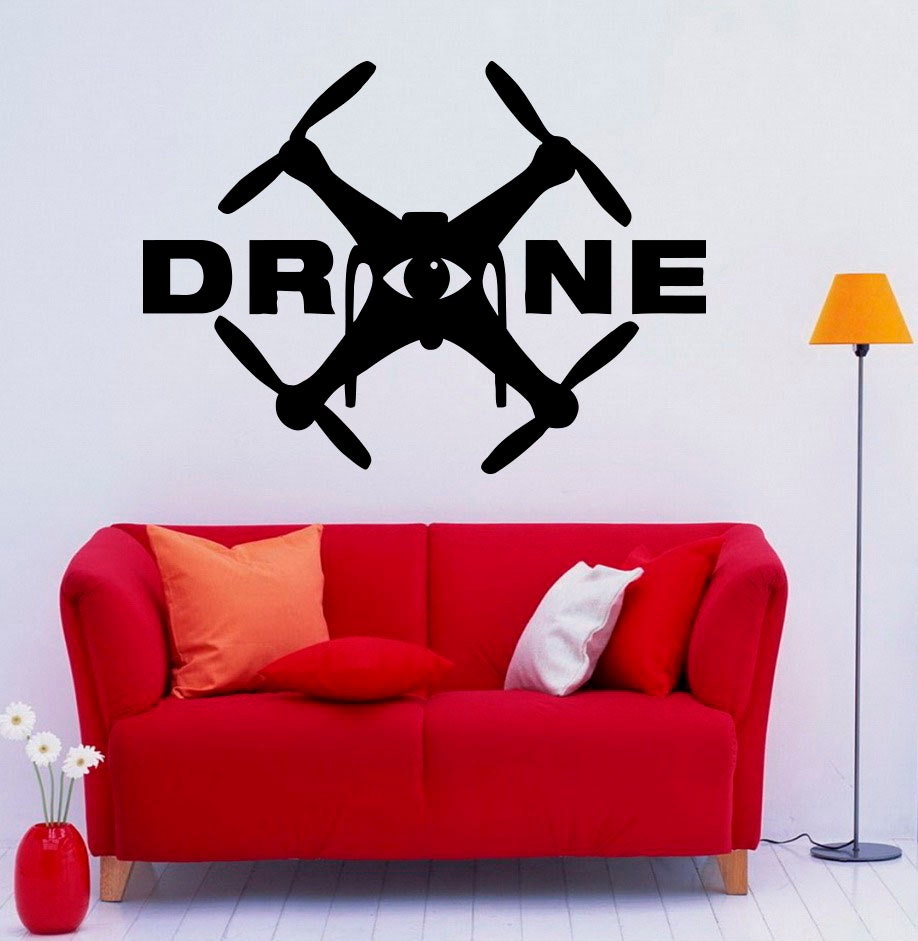 Drone Wall Decal Wall Vinyl Sticker UAV Home Interior Removable Bedroom ...