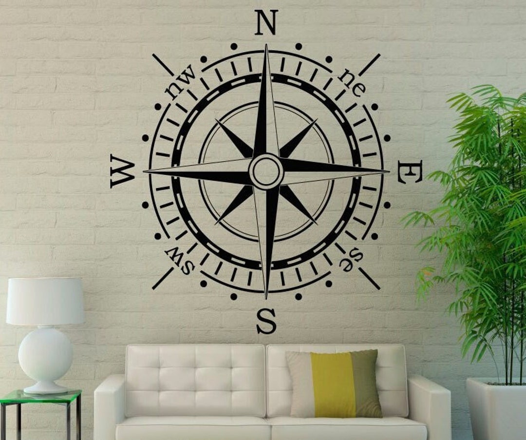 Compass Wall Decal Ocean Navigation Vinyl Sticker Mural Home Interior ...