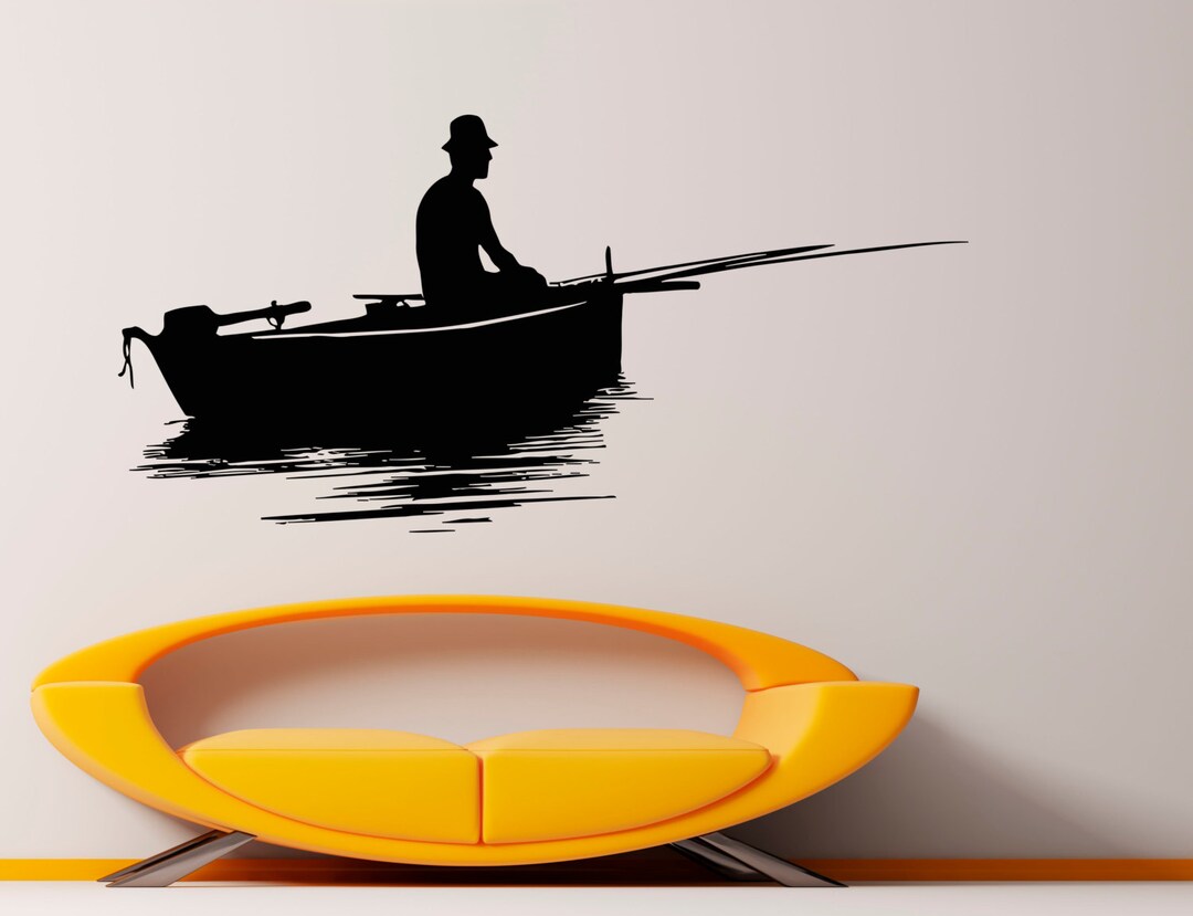 Fishing Wall Decal Vinyl Stickers Fisherman Art Design Interior Fishing ...