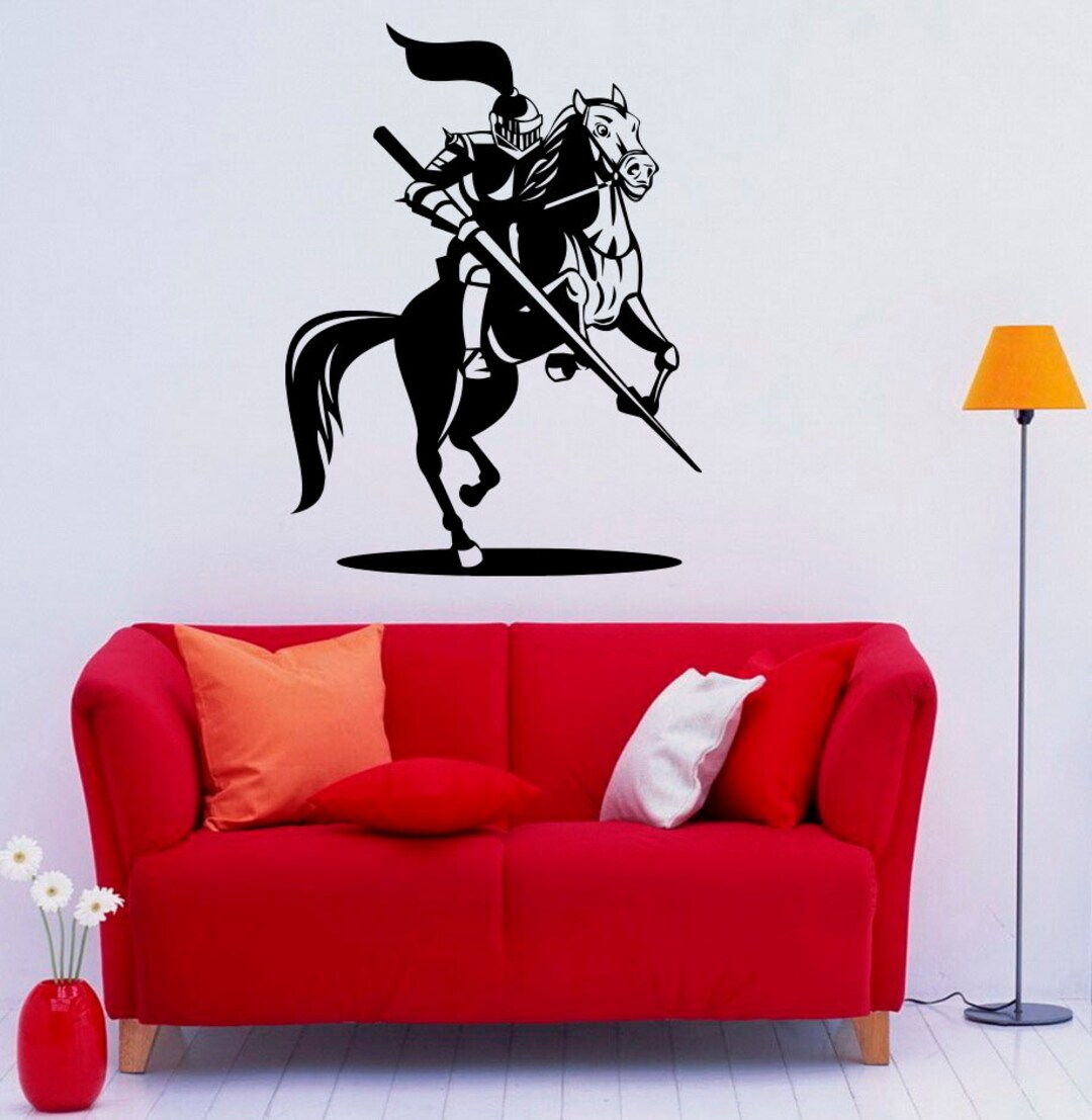 Knight Wall Decal Horseman Vinyl Sticker Medieval Murals Bedroom ...