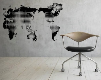 World Map Wall Vinyl Decal Sticker Art Design Murals Design | Etsy