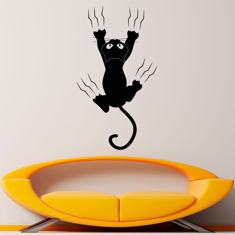 Black Cat Scratch Decal - Etsy