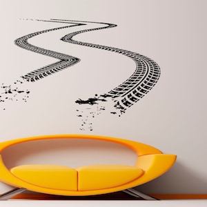 Tire Tracks Wall Vinyl Decal Dirt Road With Traces Stickers Art Murals ...