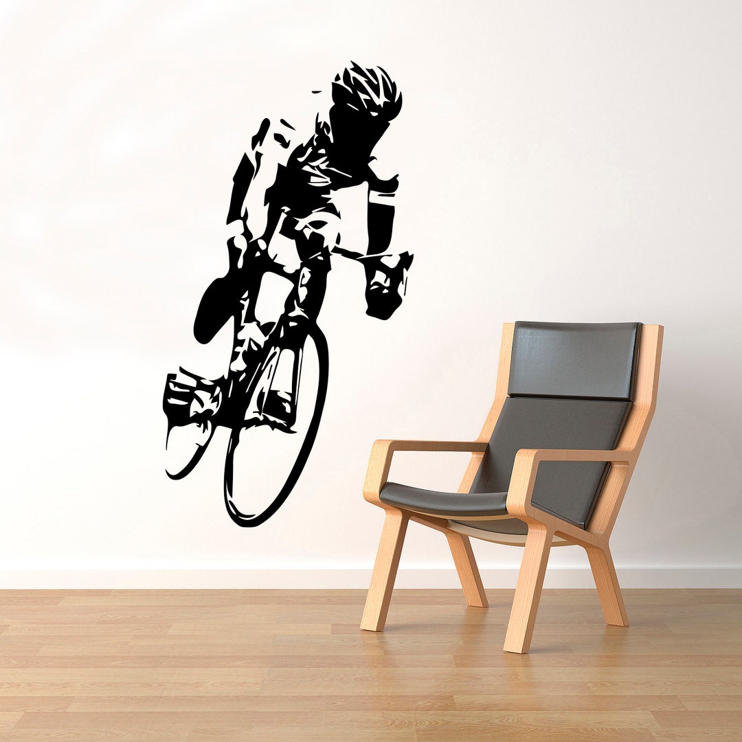 Cyclist Wall Vinyl Decal Cycle Race Sticker Sport Murals Room Interior ...