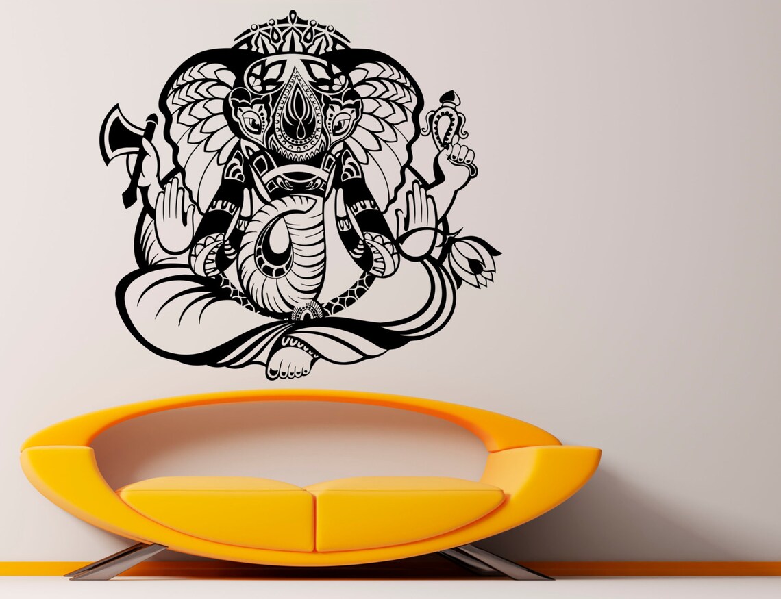 Ganesha Wall Vinyl Decal Ganesh Sticker Elephant Lord Art | Etsy