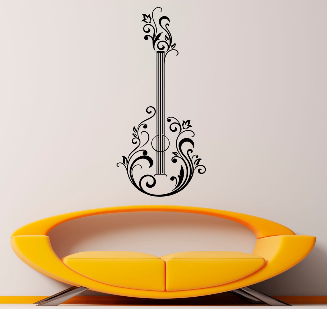 Guitar Wall Decal Wall Vinyl Sticker Musical Instrument Home - Etsy