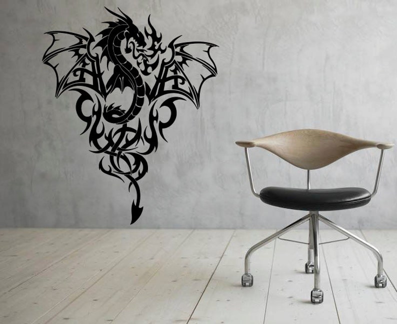 Dragon Wall Vinyl Decal Fantasy Sticker Art Decor Home Gothic Interior ...