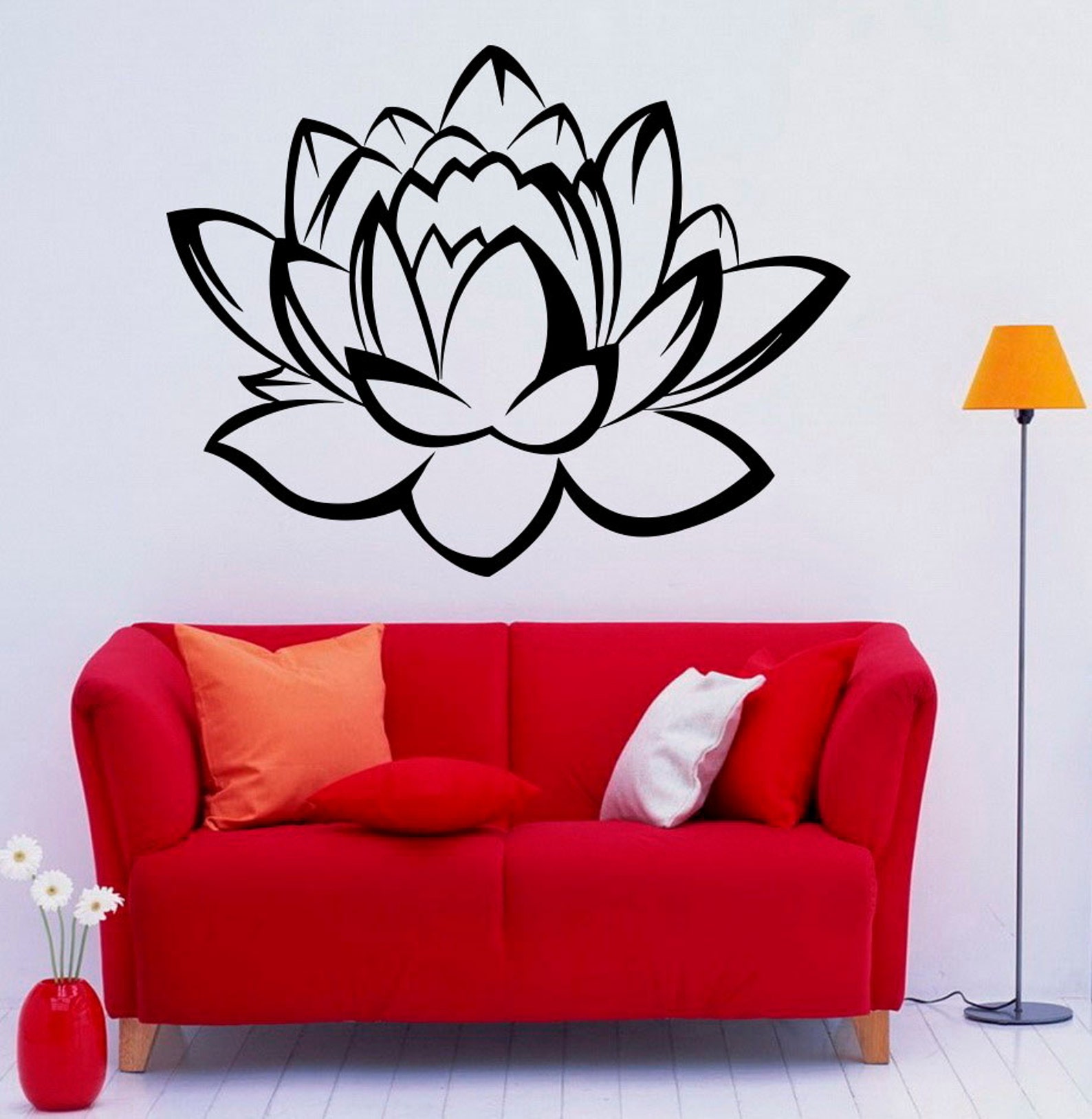 Lotus Wall Decal Vinyl Stickers Beautiful Flower Art Bedroom Interior ...