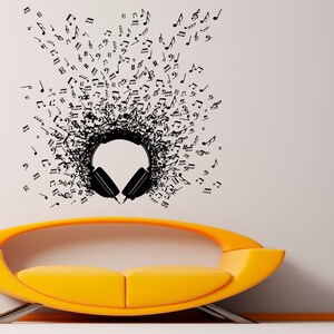 Headphones Wall Decal Music Vinyl Decal Sticker Murals Interior ...