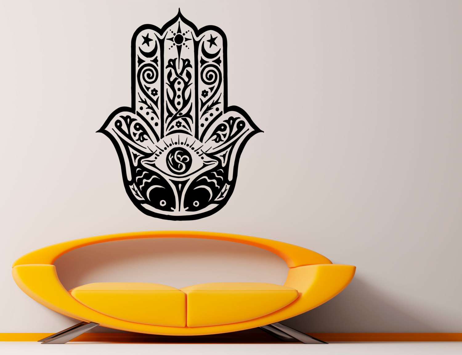Hamsa Hand Wall Vinyl Decal Sticker Meditates Patterns India Eye Art ...