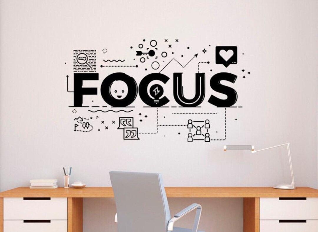 Focus Wall Decal Vinyl Sticker Motivational Quote Home Office Art Decor ...