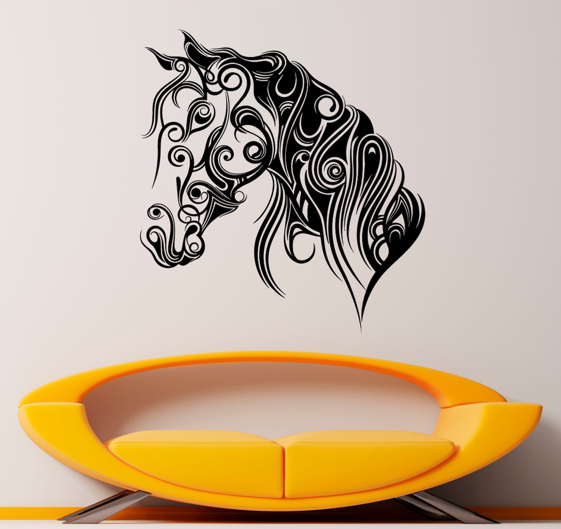 Crin caballo pared calcomanía pared vinilo Sticker Animal Home - Etsy ...