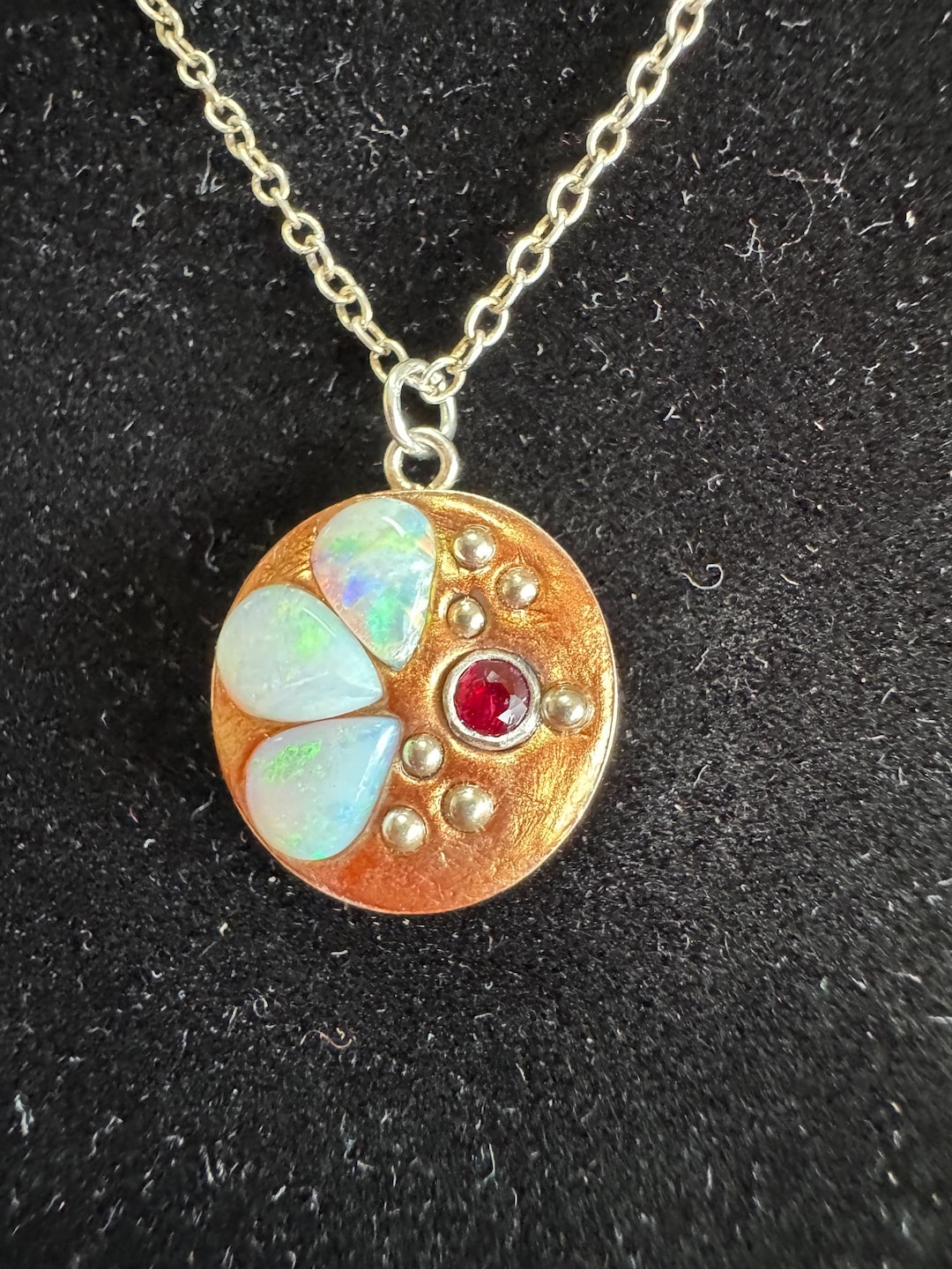 Australian Opals and Ruby Pendant - Etsy