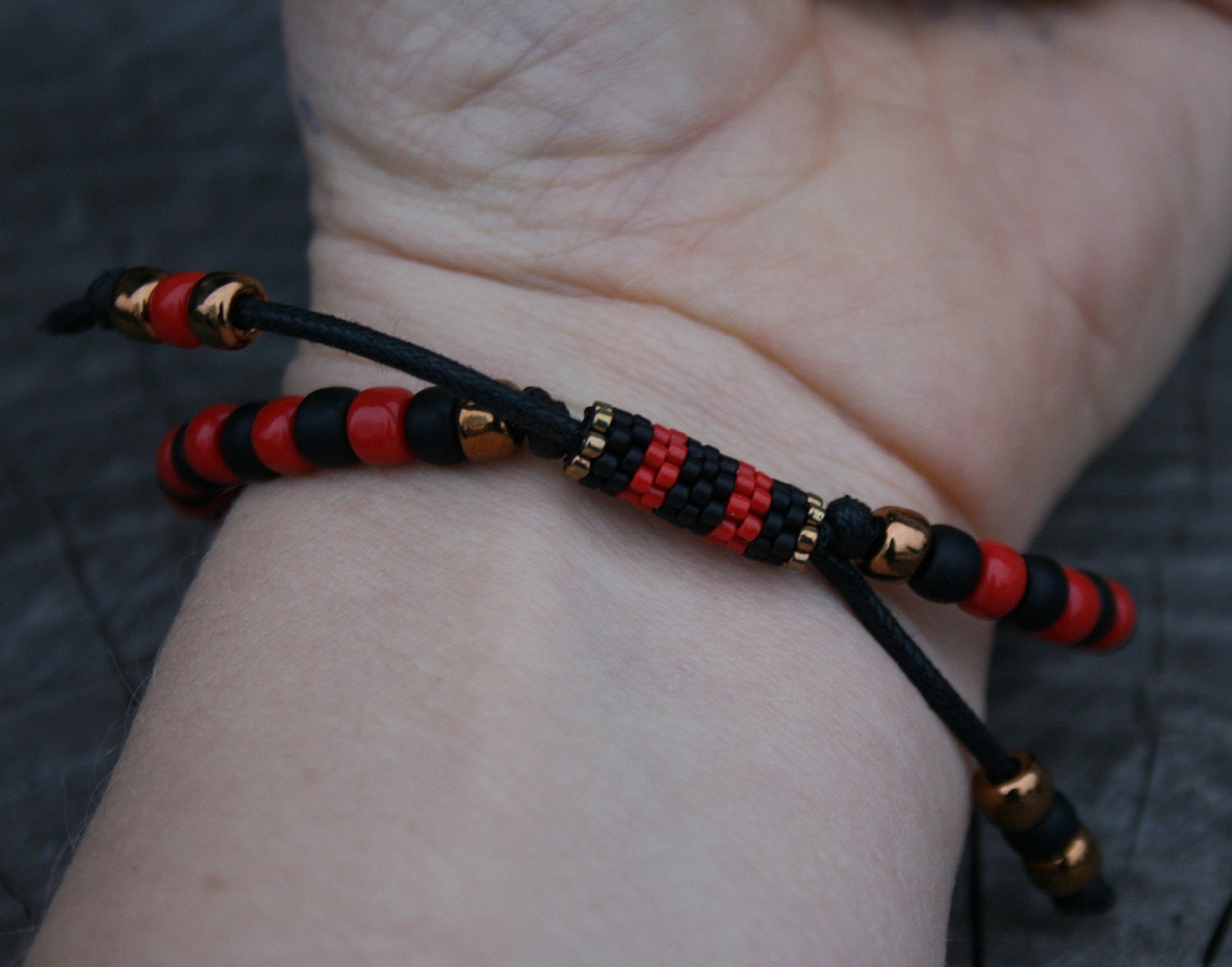 Red black Bracelet mens Bracelet Beaded bracelet SEED BEAD | Etsy